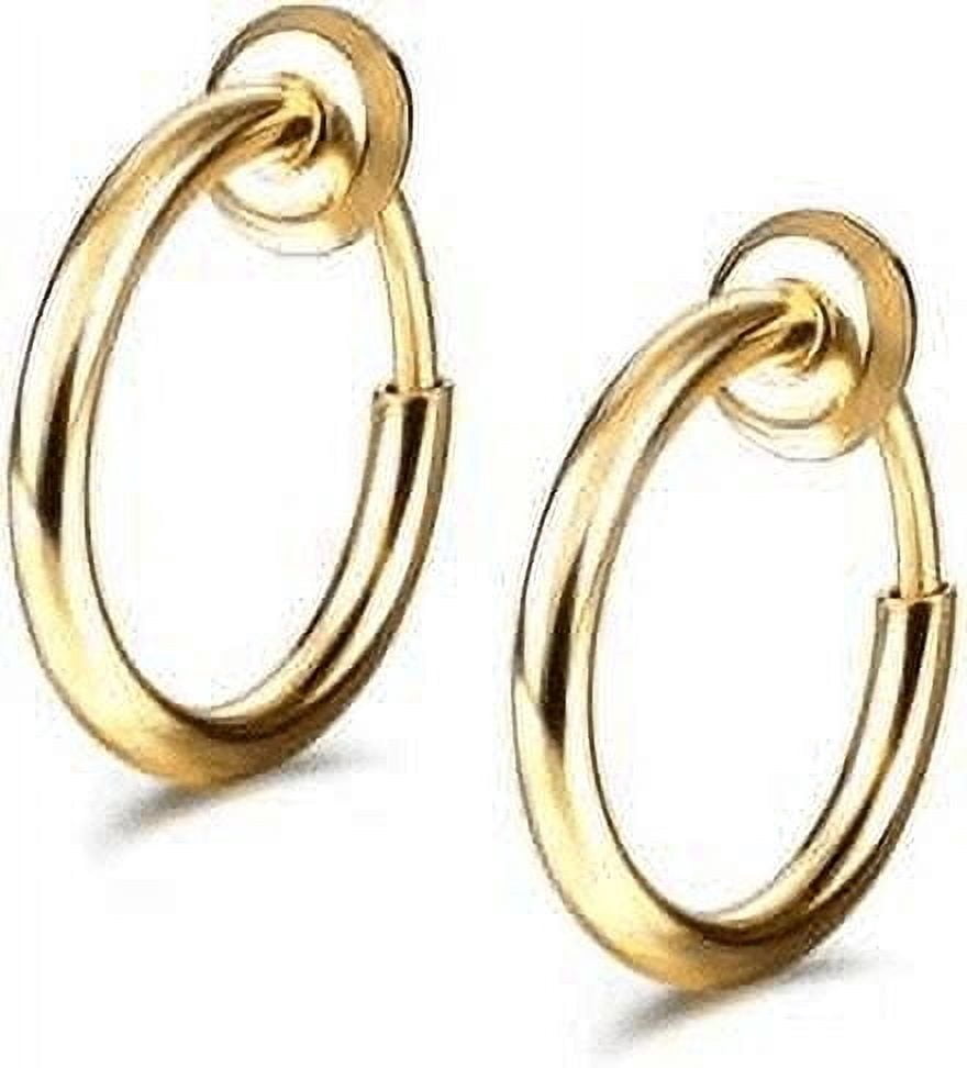 316L Surgical Steel PVD Gold Fake Nose Ring Hoop Clip On Earrings Fake ...