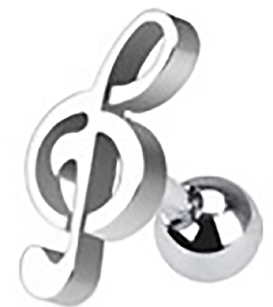 316L Surgical Steel Treble Clef Music Note Cartilage/Tragus Bar 16g ...