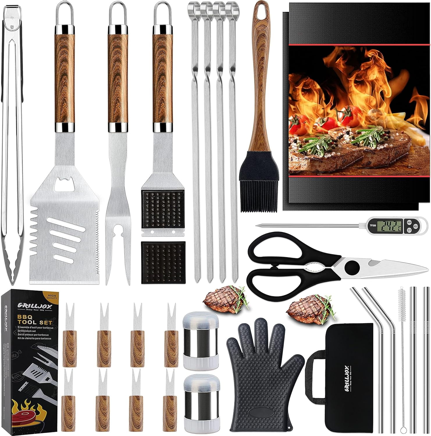 31PC BBQ Grill Accessories Set, Heavy Duty BBQ Tools Set for Men ...