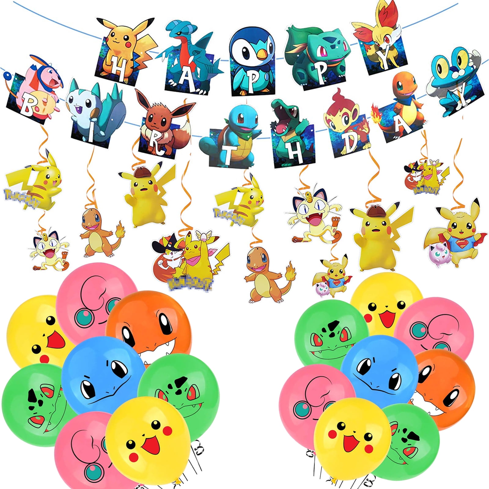Yipion Pokemon Birthday Party Decorations Set, Banner, Latex Balloons ...