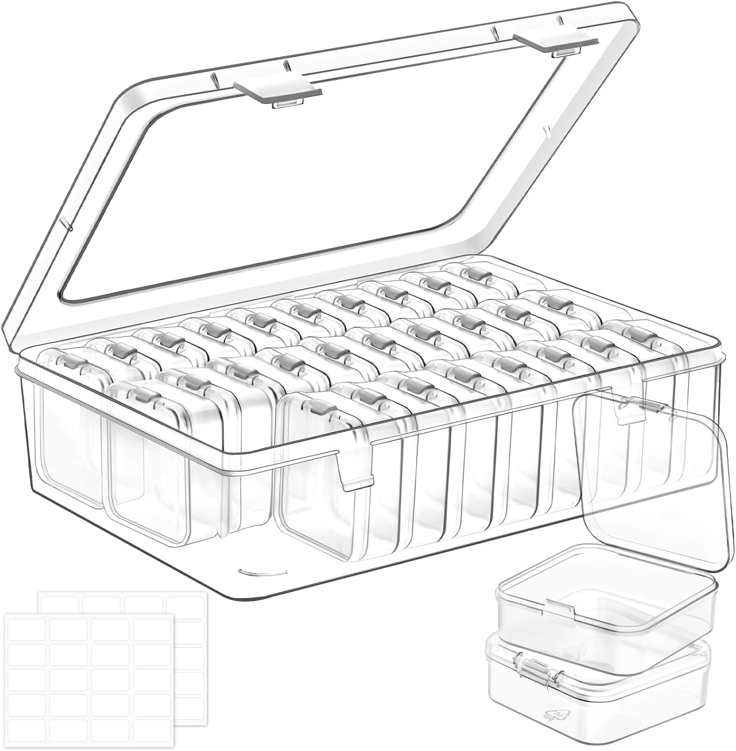 31Pcs Clear Plastic Organizer Box Container Craft Storage with Lid and ...