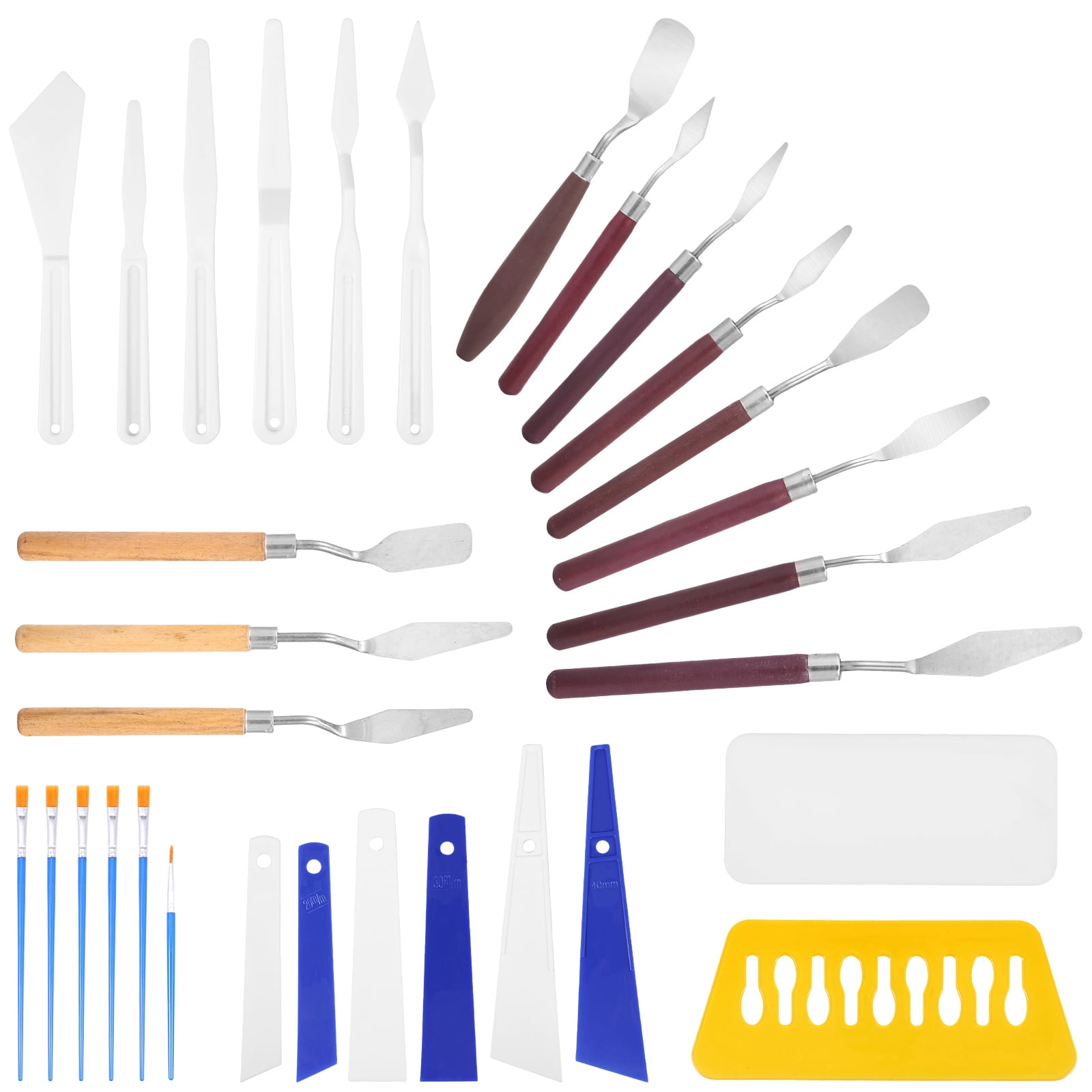 31Pcs Oil Paint Scraper and Brush Set Ergonomic Palette Knife Color ...