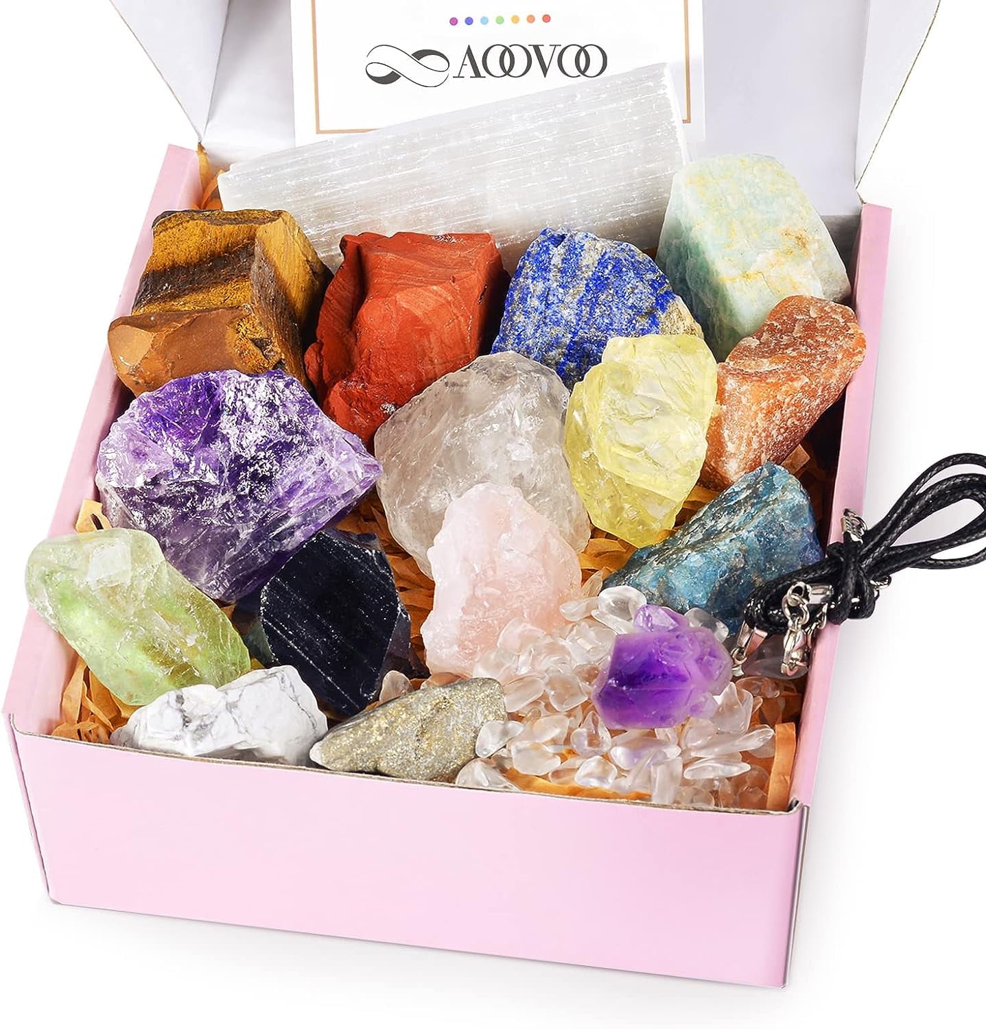 31Pcs Real Crystals and Healing Stones with Crystal Necklace, 21 Real ...