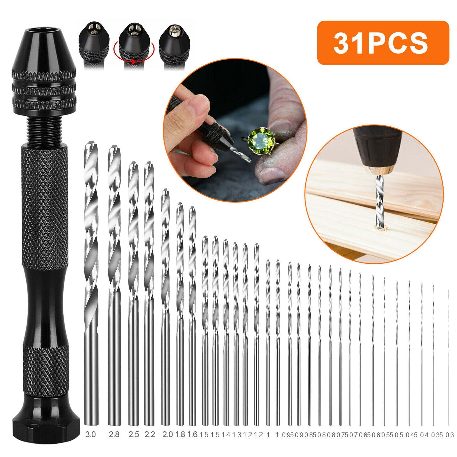 31Pieces Mini Micro Hand Drill Bits Micro Mini Twist Drill Bits Set ...