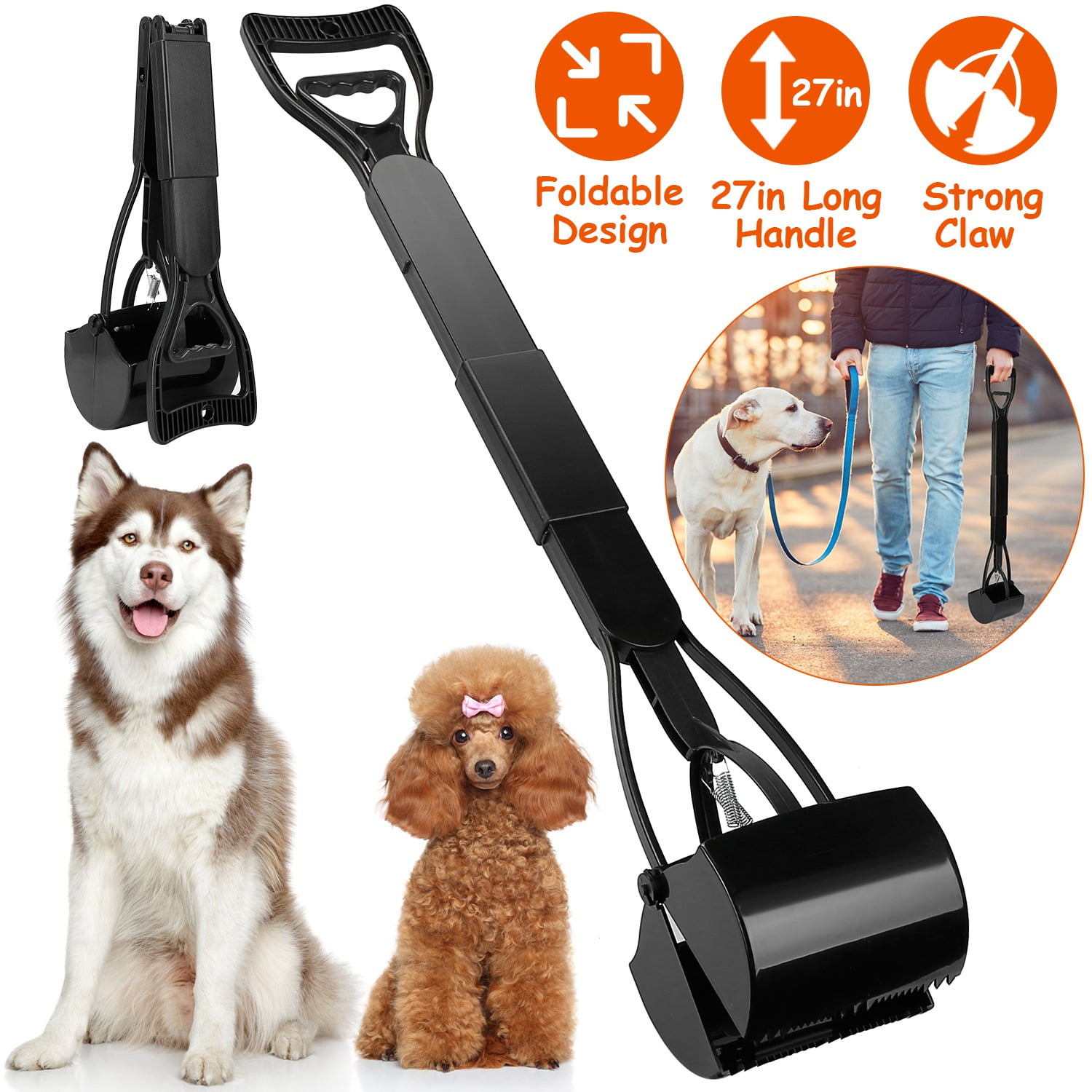 31in Foldable Pet Pooper Scooper Long Handle Dog Cat Poop Waste Pick up ...