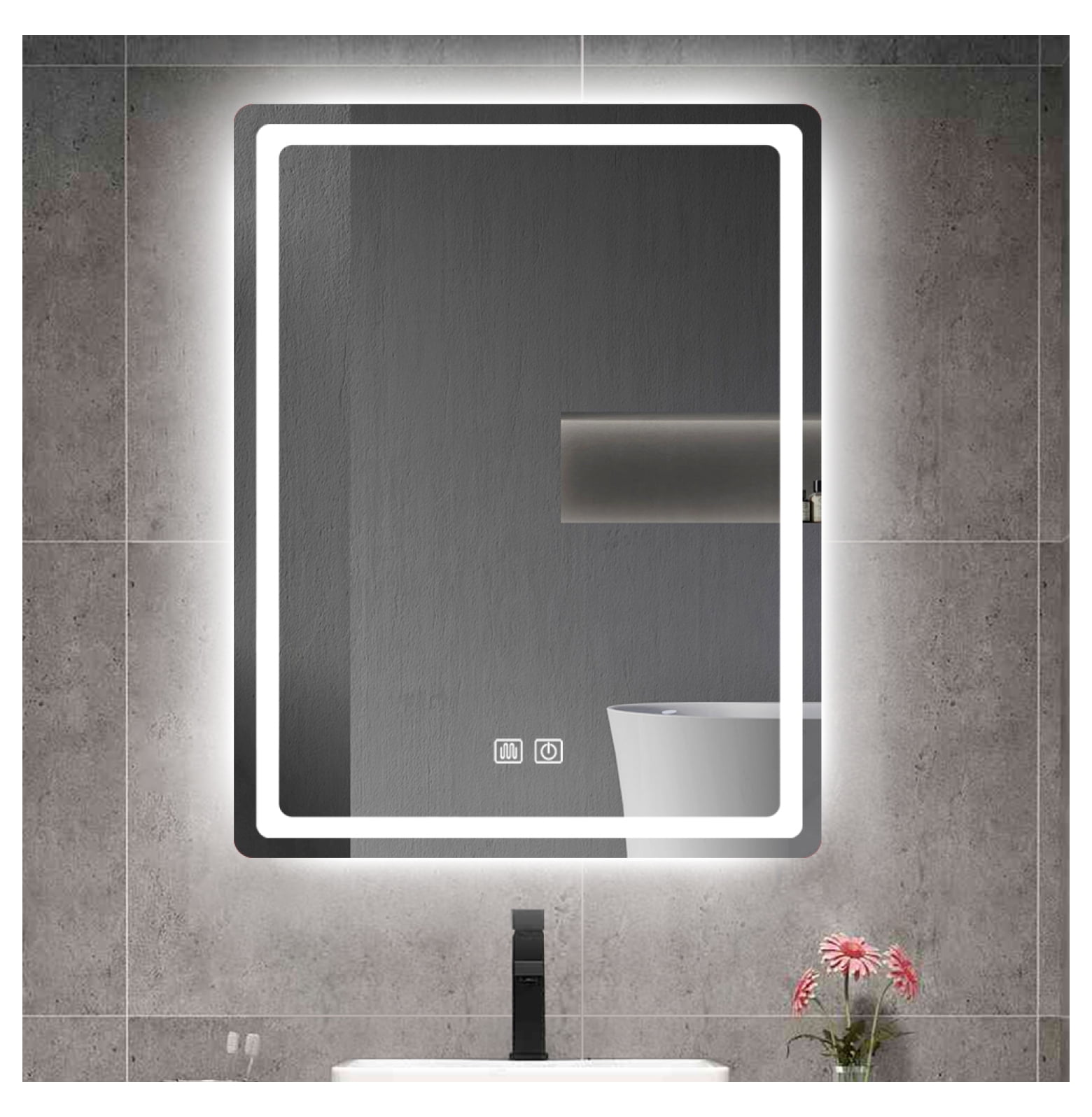 31in. H LED Single Bathroom Vanity Mirror in Polished Crystal Bathroom ...