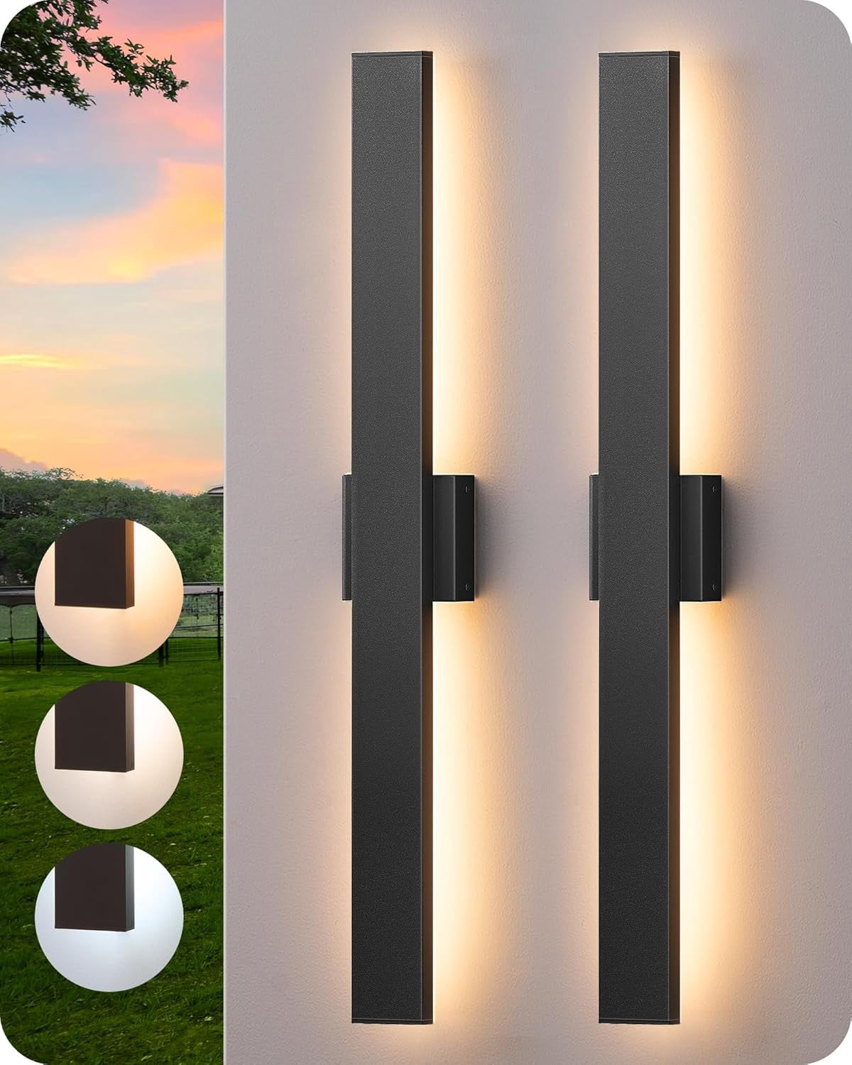 31in LED Outdoor Wall Lights 3CCT & 10%- Dimmable IP65 Modern Exterior ...