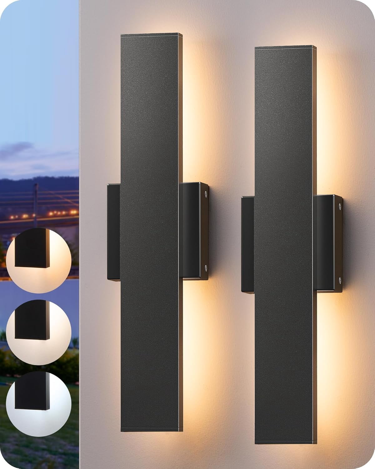 31in LED Outdoor Wall Lights 3CCT & 10%- Dimmable IP65 Modern Exterior ...