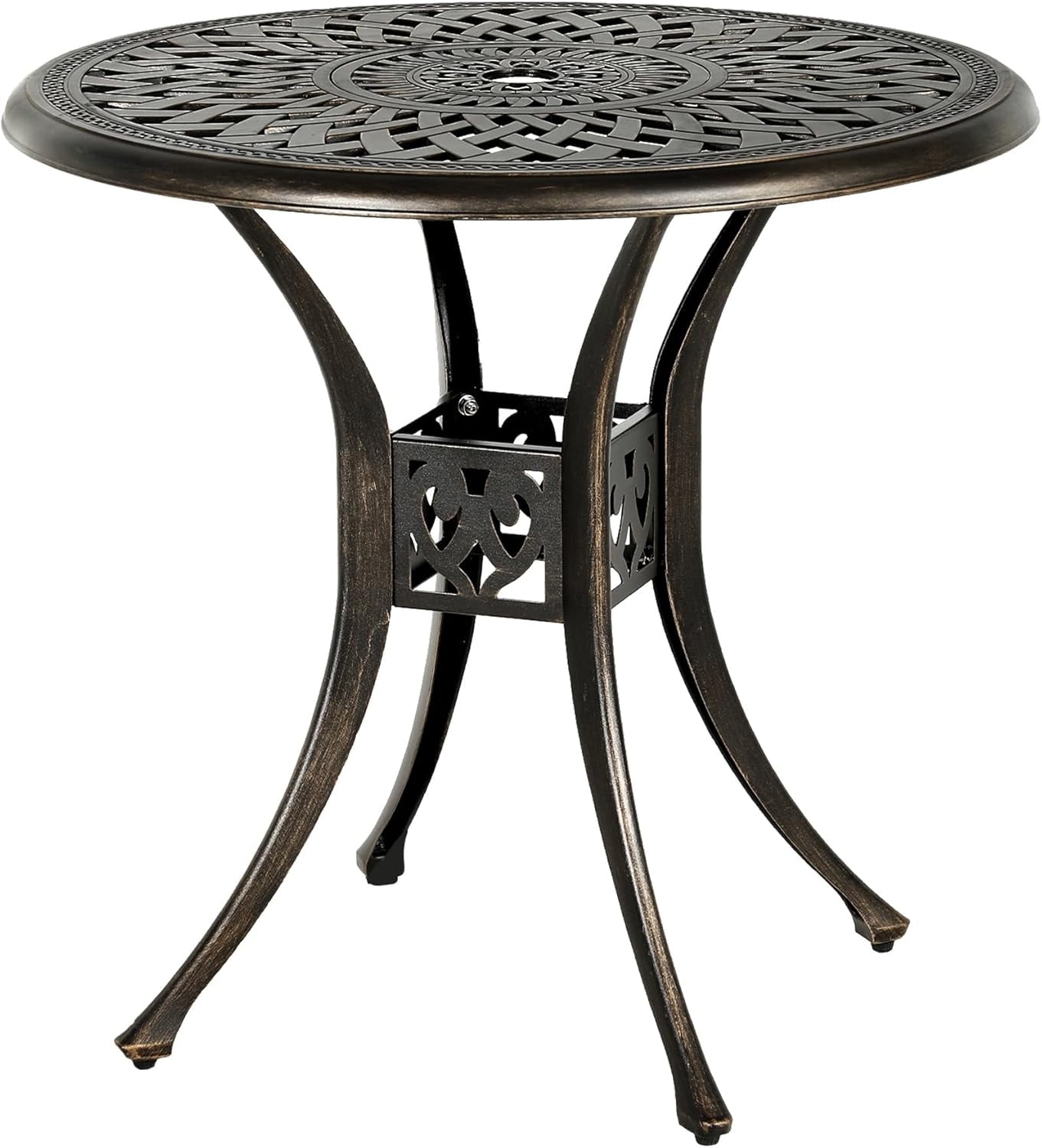 31in Round Cast Aluminum Patio Bistro Table, Outdoor Dining Table with ...