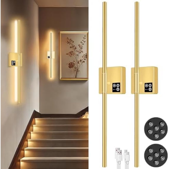 31in Wireless Wall Sconces Set of Two, [Creates Sunset Glow Ambiance ...