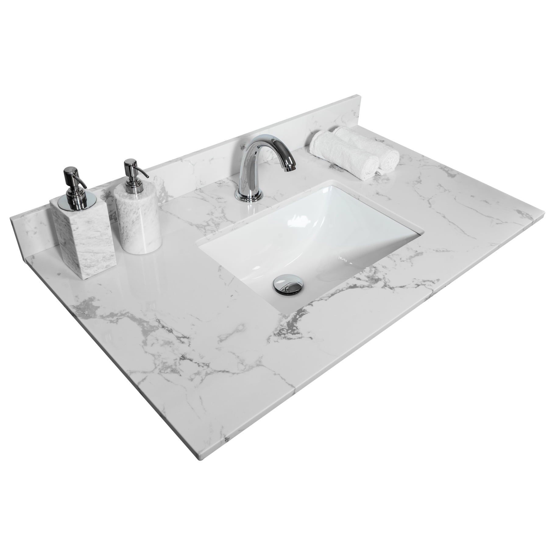31inch Bathroom Stone Platformsurfacedeck With Undermount Ceramic ...