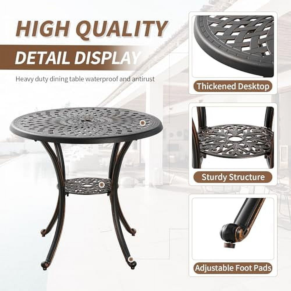31inch Patio Bistro Table All Weather Patio Table with Umbrella Hole ...