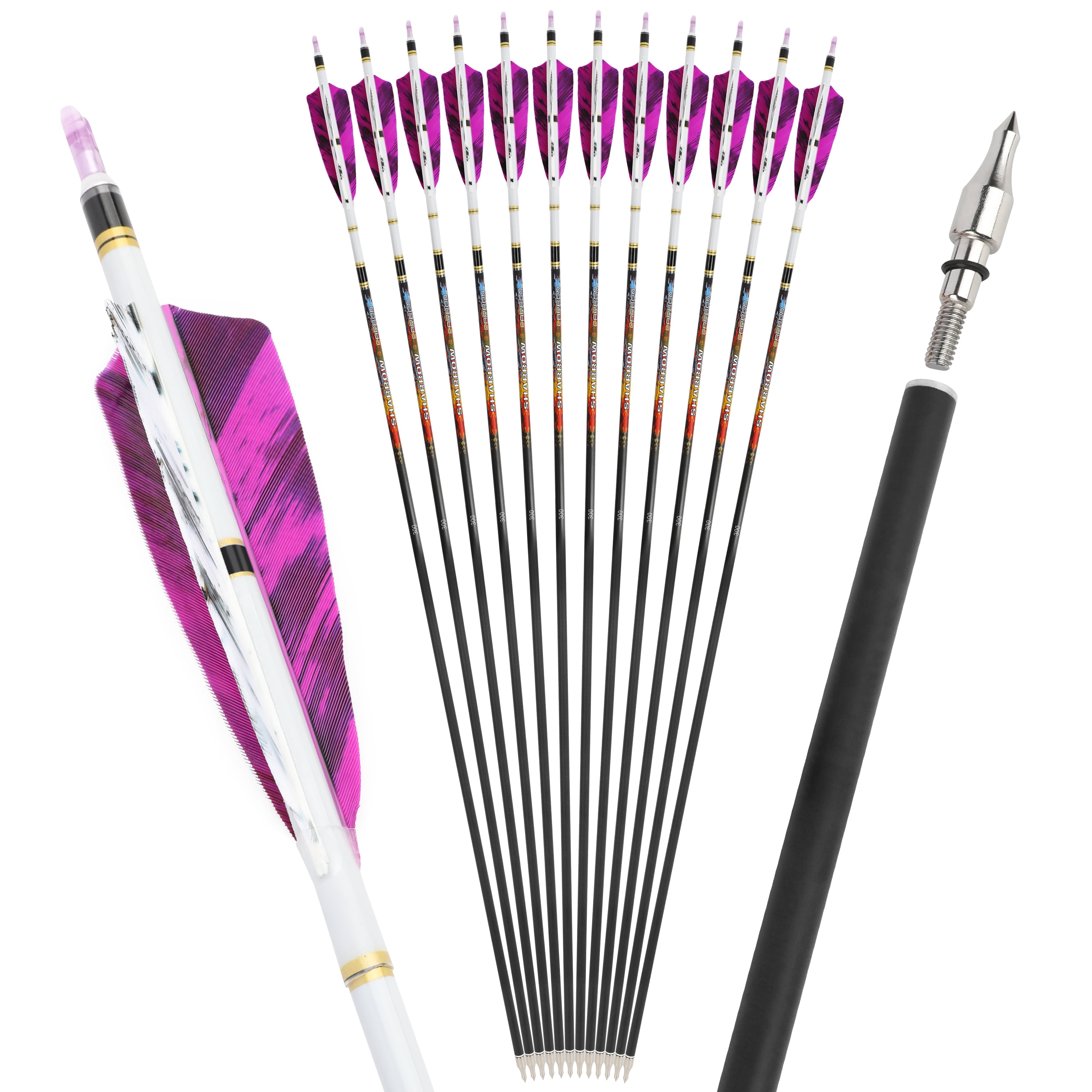 31inch Pure Carbon Arrow-12pcs Purple Archery Hunting Arrows Fletched ...