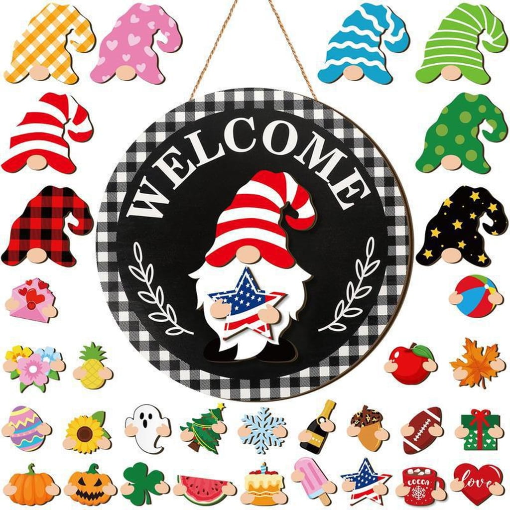 31pcs Magnetic Painting Interchangeable Sign Seasonal Welcome Sign ...