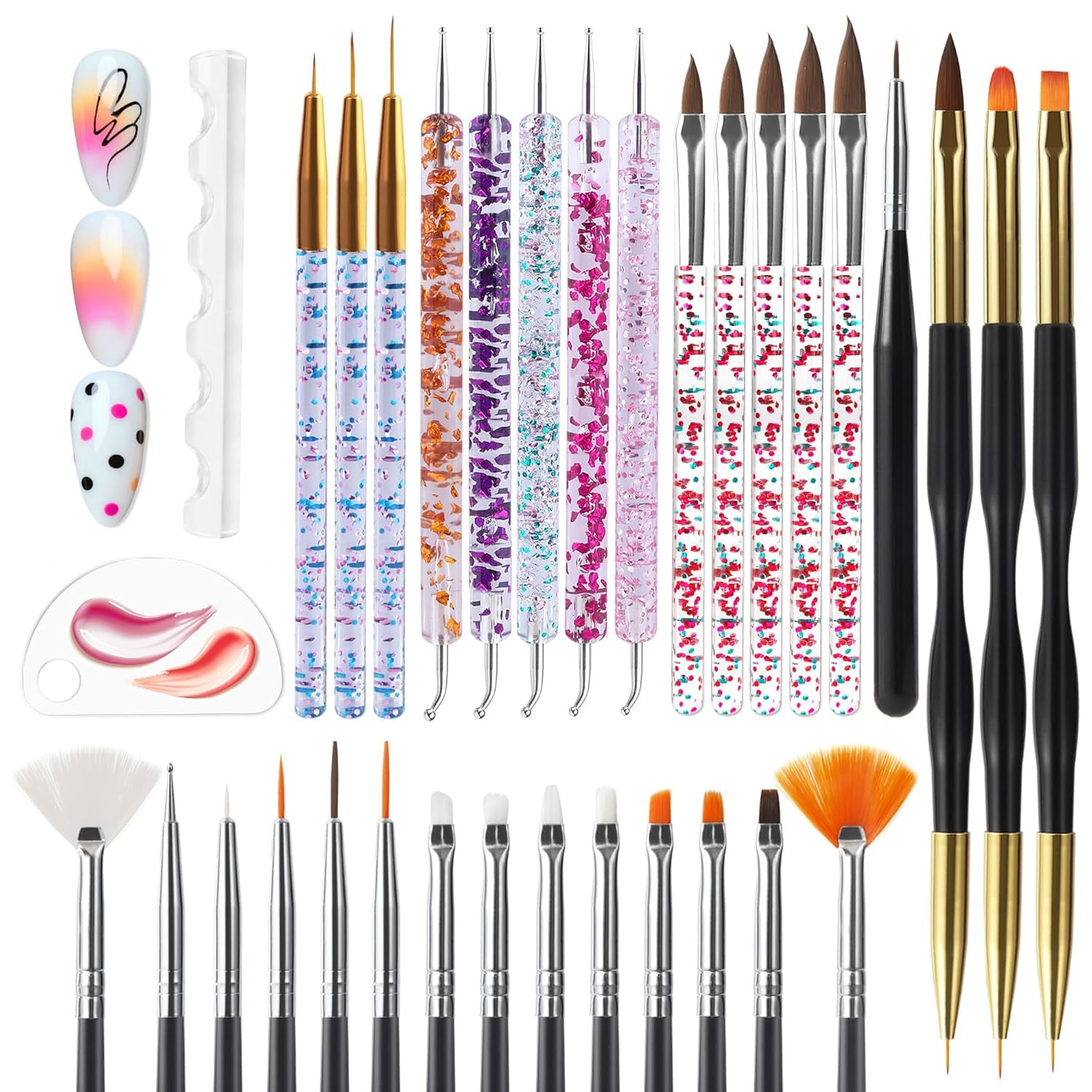 31pcs Nail Art Brushes, Nail Art Tool Set, Dotting Tools, Dust Brush ...