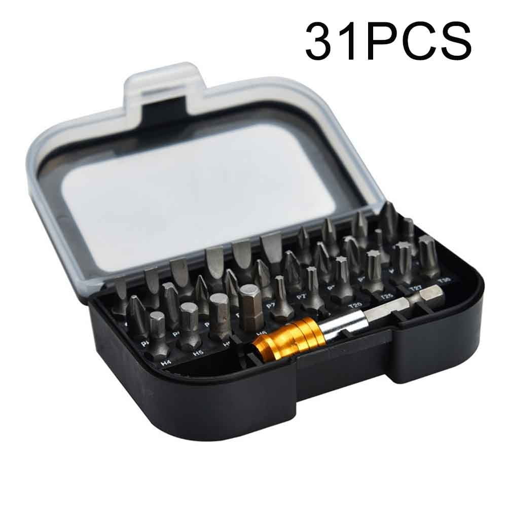 31pcs Square Screwdriver Bit Cross Pozi Slotted Torq Wth Hex Magnetic ...