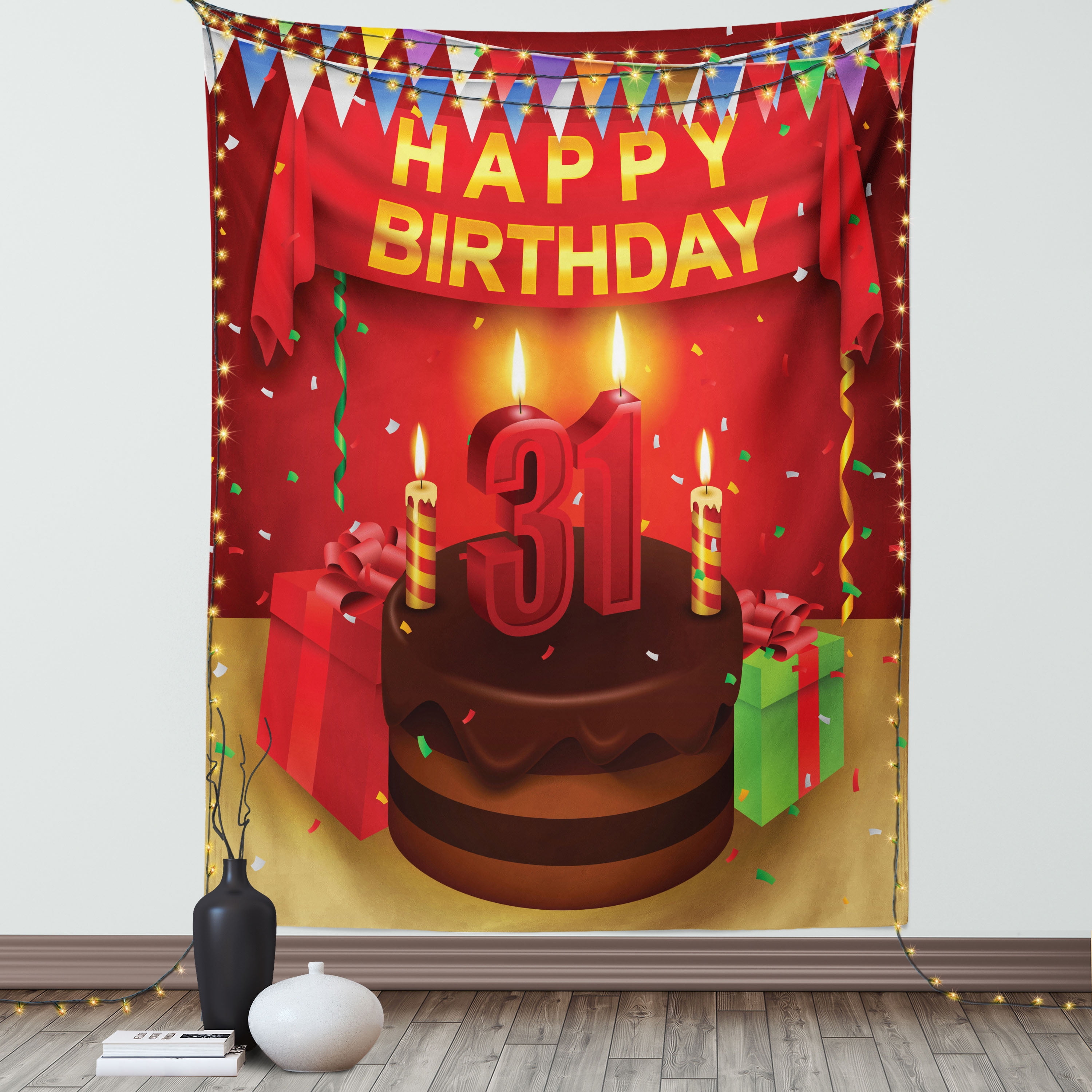 31st Birthday Decorations Tapestry, Colorful Vibrant Party Set Up Gifts ...