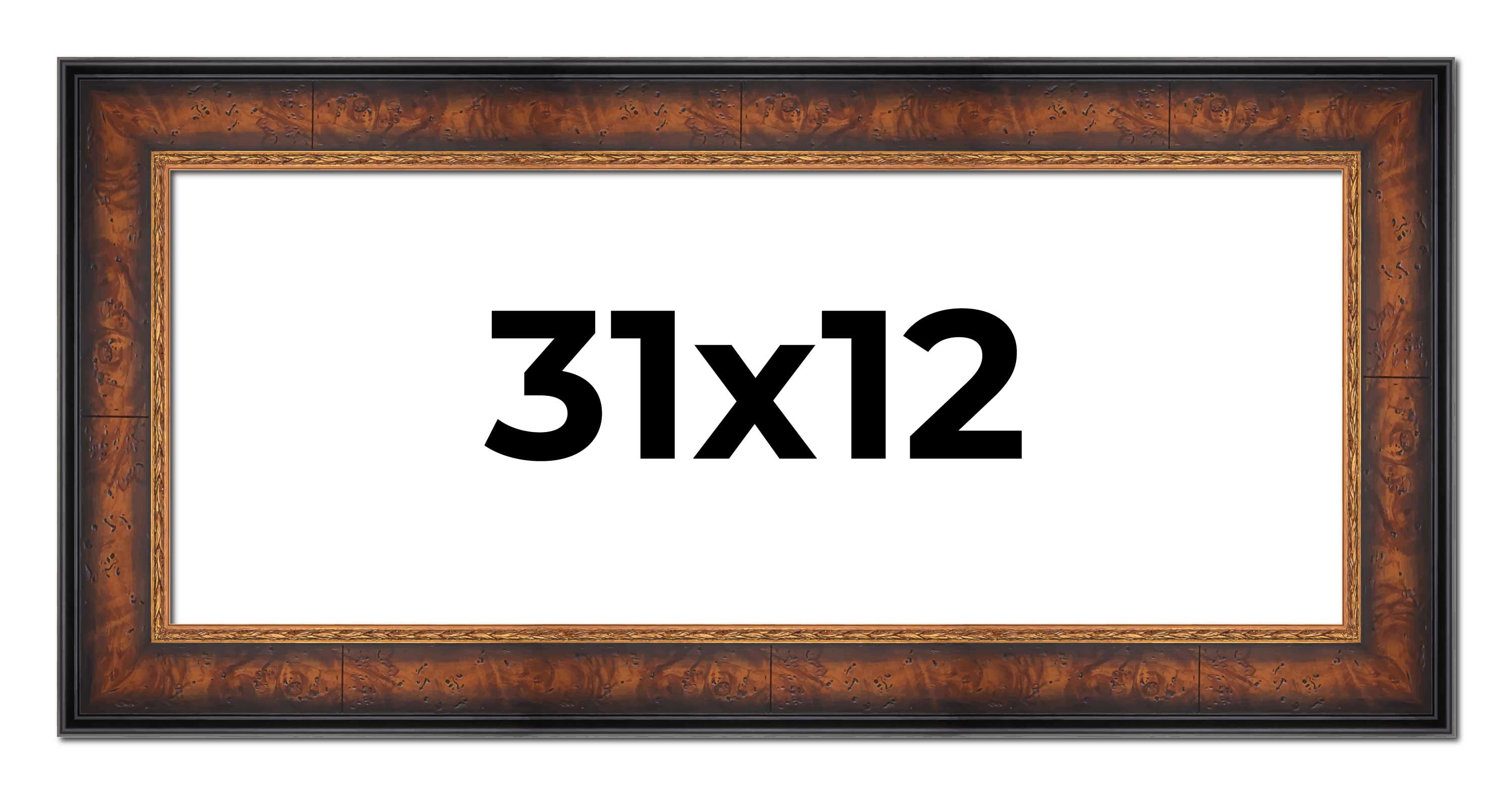31x12 Frame Brown Walnut Gold Ornate Trim Solid Wood Plein Air Picture ...