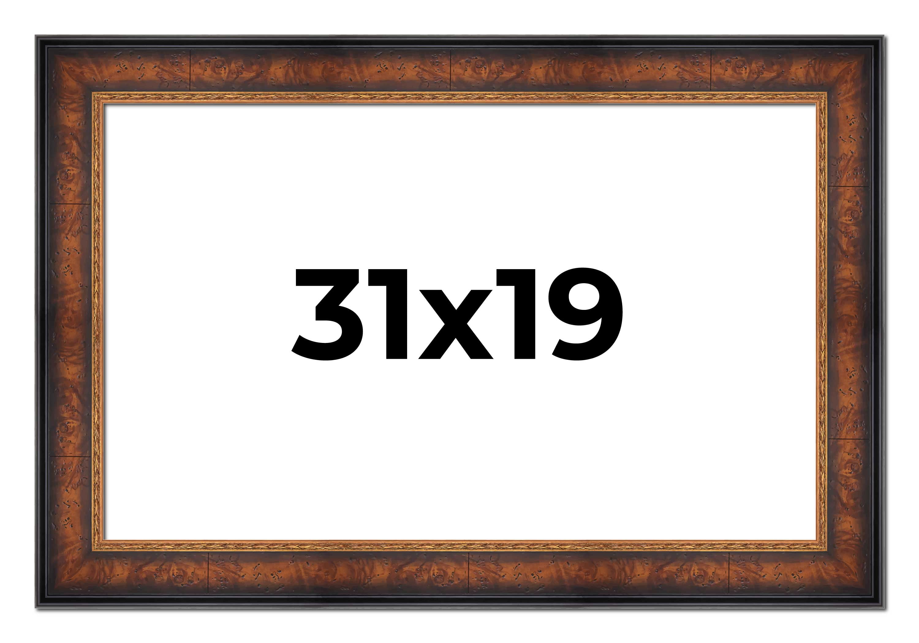 31x19 Frame Brown Walnut Gold Ornate Trim Solid Wood Plein Air Picture ...