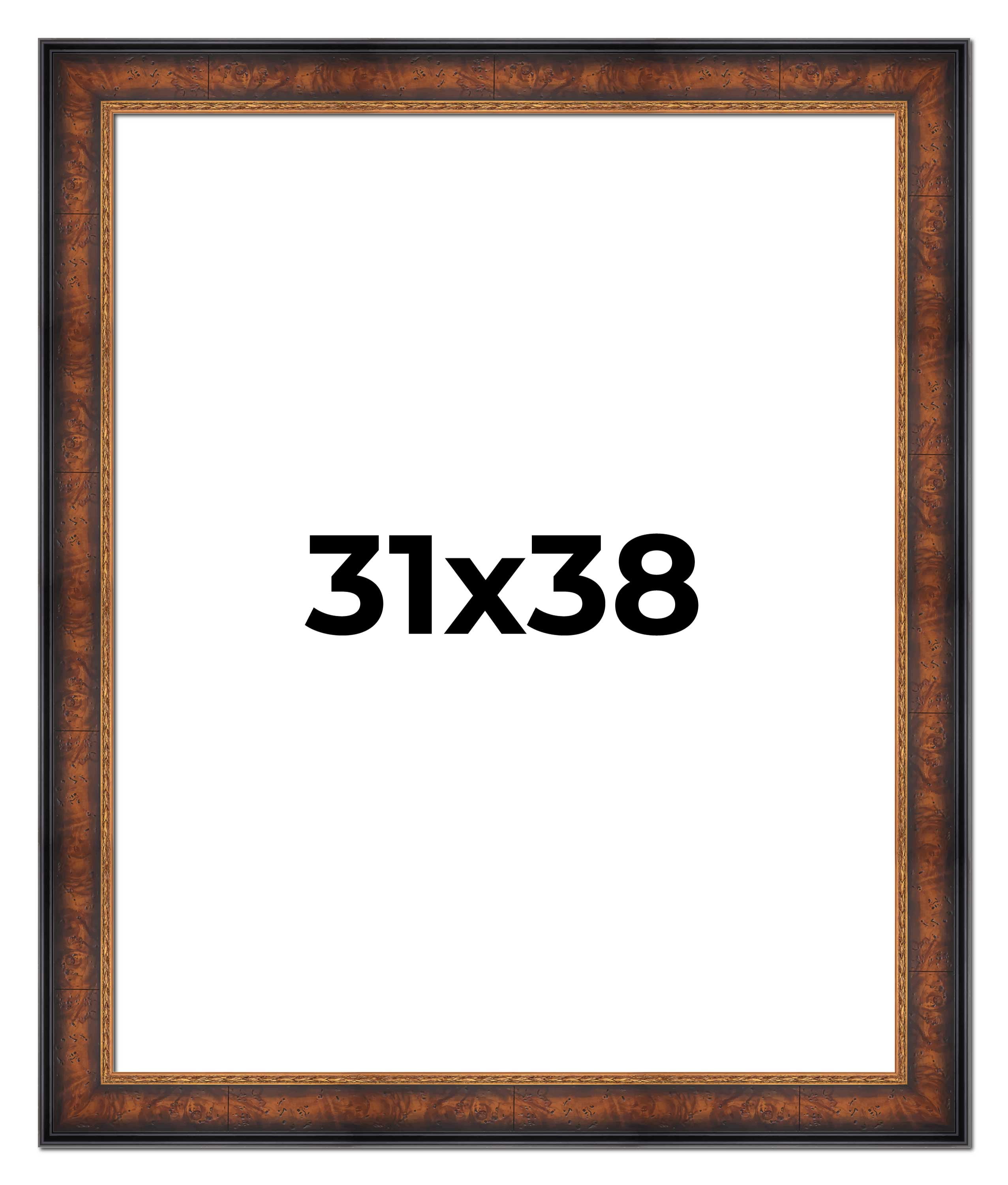 31x38 Frame Brown Walnut Gold Ornate Trim Solid Wood Plein Air Picture ...