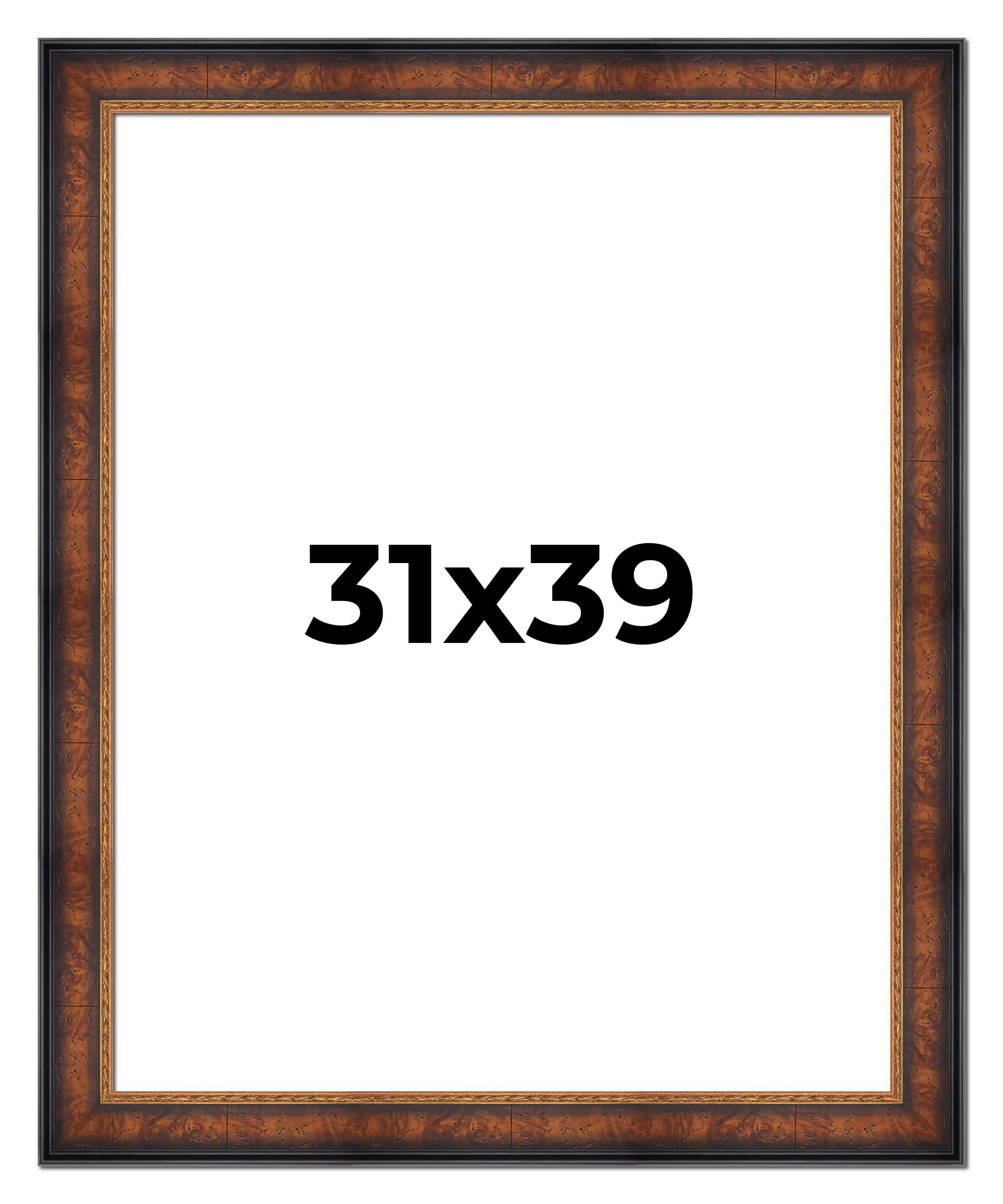 31x39 Frame Brown Walnut Gold Ornate Trim Solid Wood Plein Air Picture ...