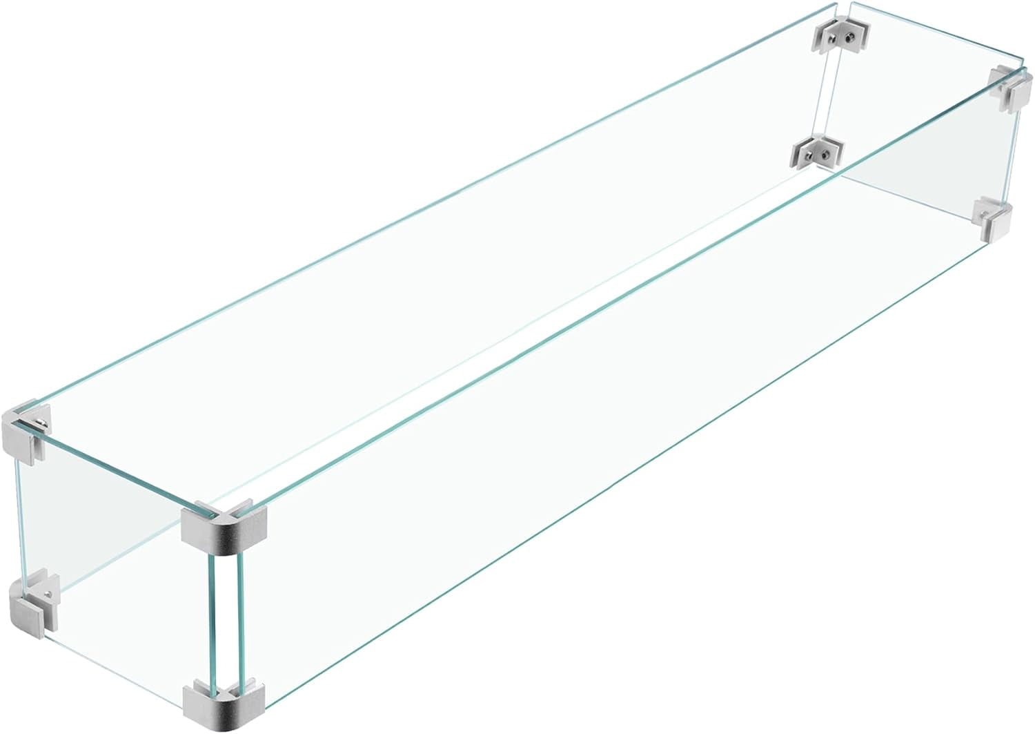 31x7x5.5 Fire Pit Glass Flame Wind Guard,Thick Tempered Glass ...