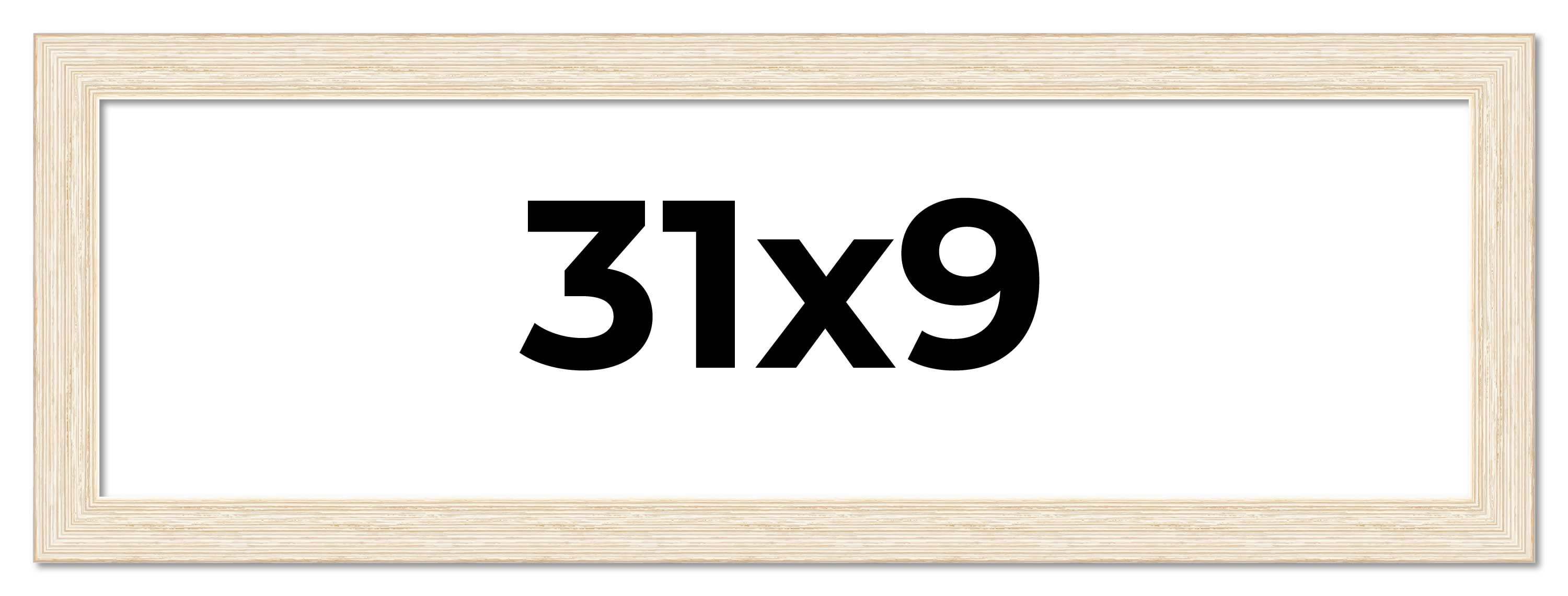 31x9 Frame White Barnwood Picture Frame Includes UV Acrylic Plexiglass ...