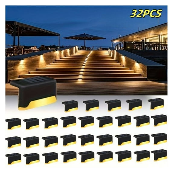 32/16 PCS Solar Deck Lights Outdoor, Solar Step Lights Waterproof Led ...