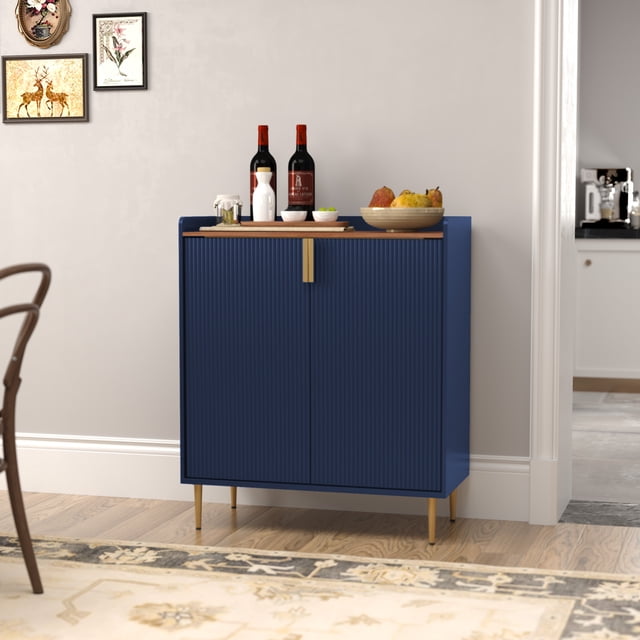 CBJCBJ 32" Wine Bar Cabinet with 2 Door Fluted Texture, Modern Coffee ...
