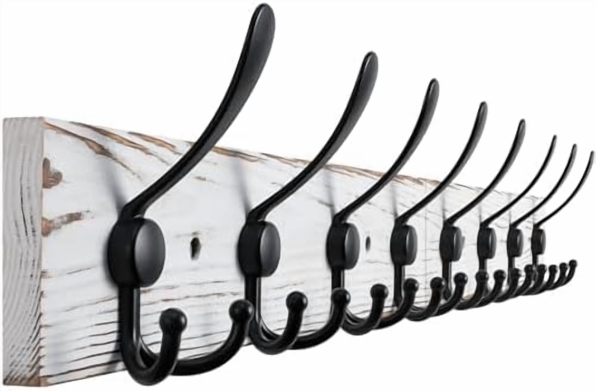 32.2'' Large Coat Rack Wall Mount Coat Hooks with 8 Metal Black Triple ...