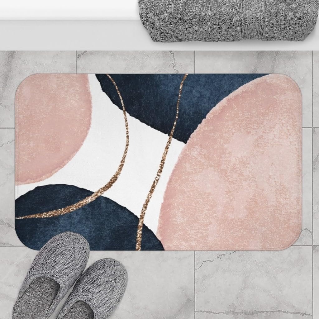 32*20inches Bath Mat Boho Chic,Abstract Bath Mats and Rugs,Navy Blue ...