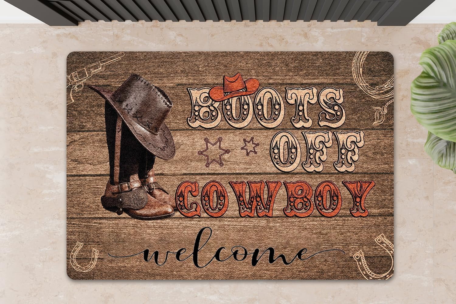 32*20inches Boots Off Cowboy Doormat Welcome Take Off Your Shoes Mat ...