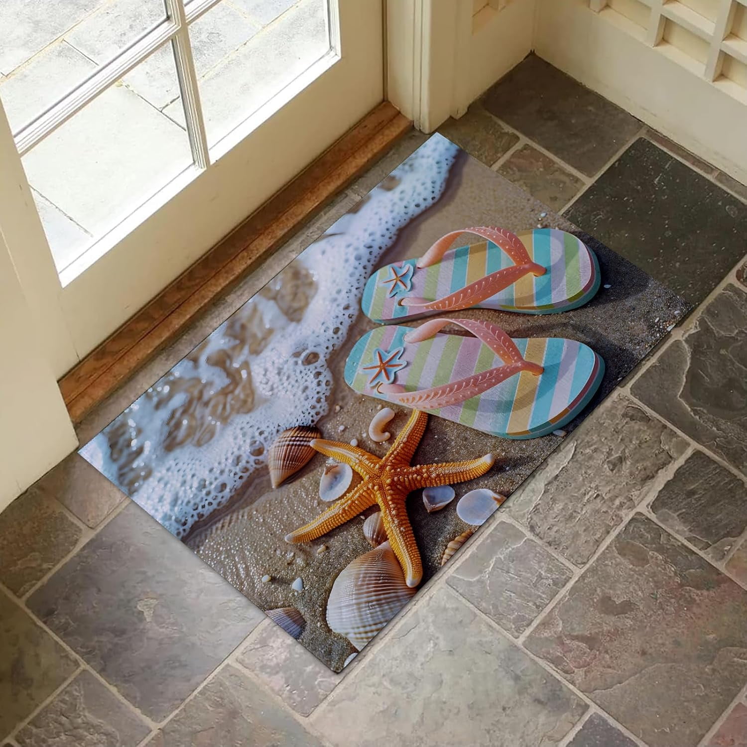 32*20inches Flip Flops and Starfish Indoor Door Mat for Entryway ...