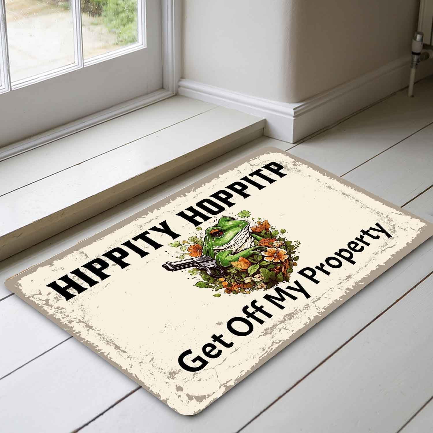 32*20inches Frog Doormat Welcome Hippity Hoppitp Get Off My Property ...