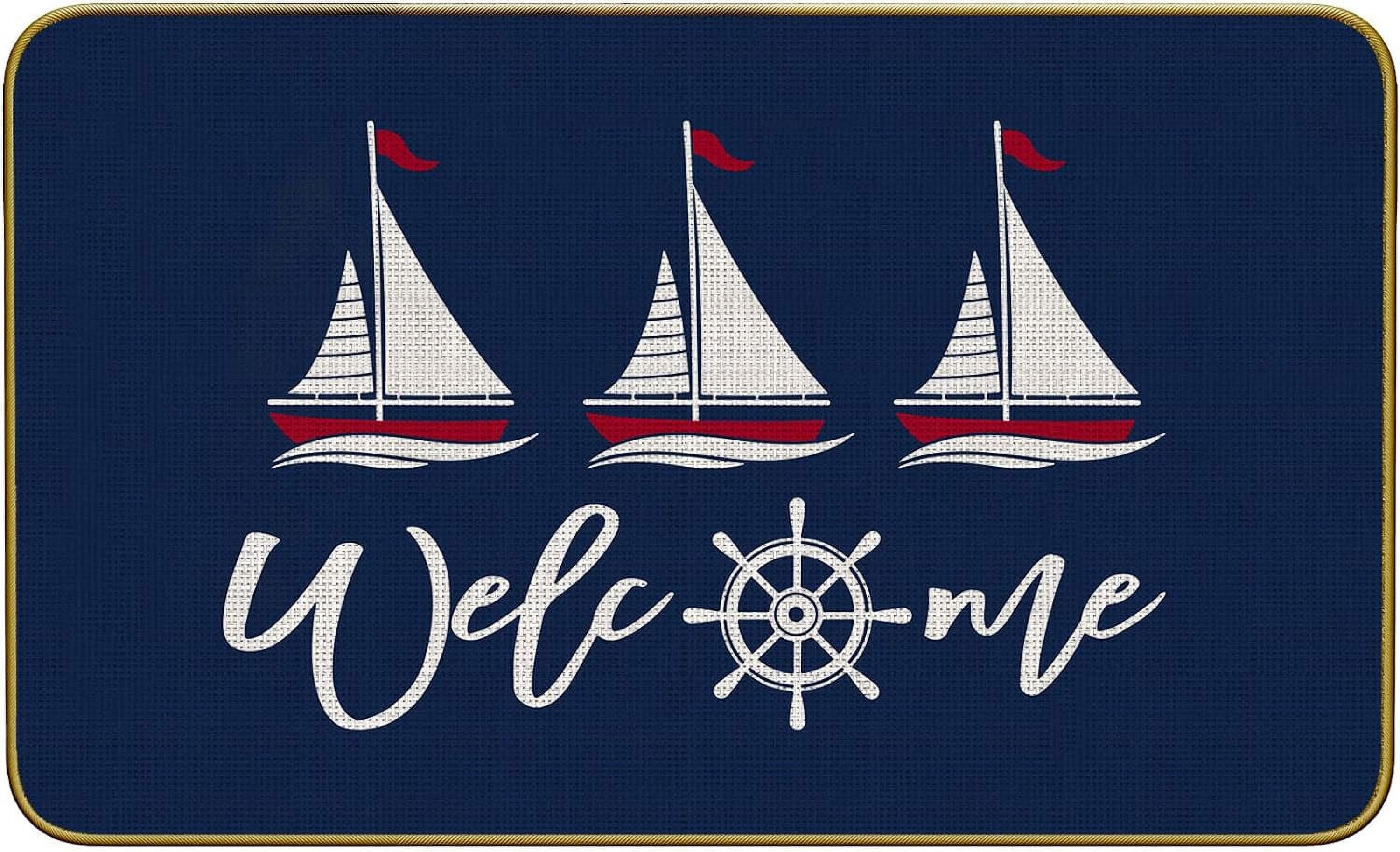 32*20inches Nautical Door Mat, Boat Rug for Floor, Welcome Boat ...