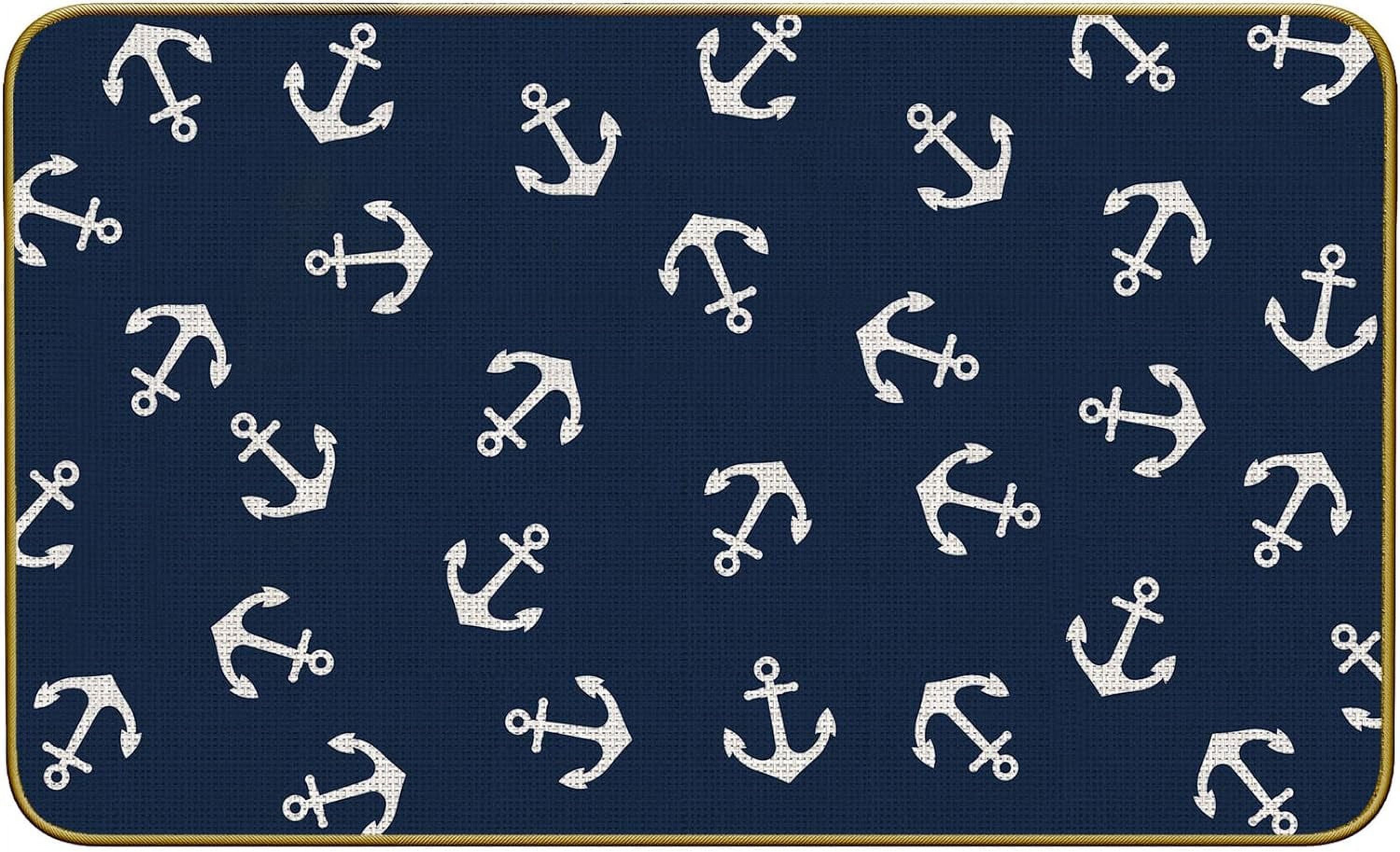 32*20inches Navy Blue Anchor Doormat Door Mat for Home Boats Entrance ...