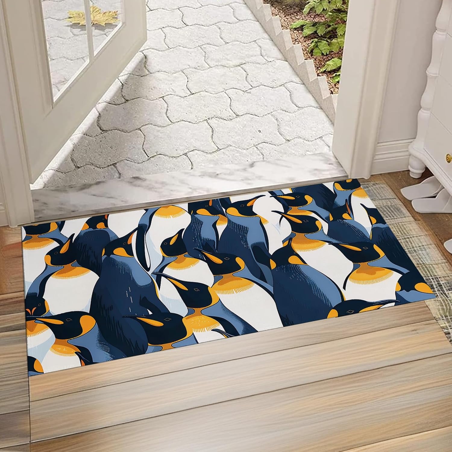 32*20inches Penguin Front Door Mat Entrance, Indoor Door Mat, Non-Woven ...