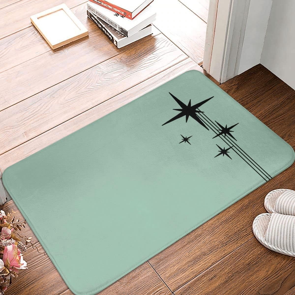 32*20inches Porch Mat Rug 1950s Atomic Retro Starburst in Green and ...