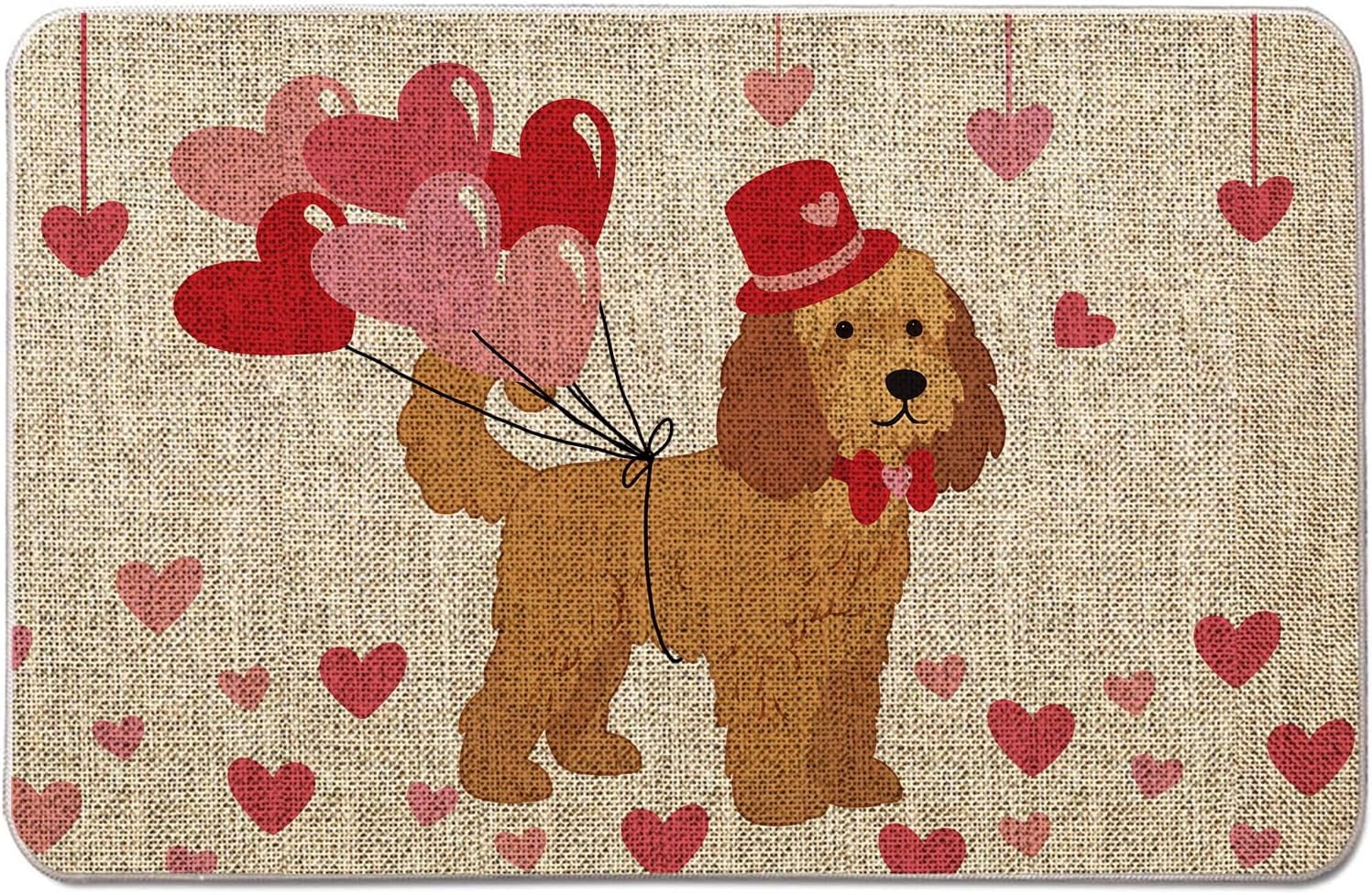 32*20inches Valentines Day Door Mat Golden Doodle Dog Welcome Doormat ...
