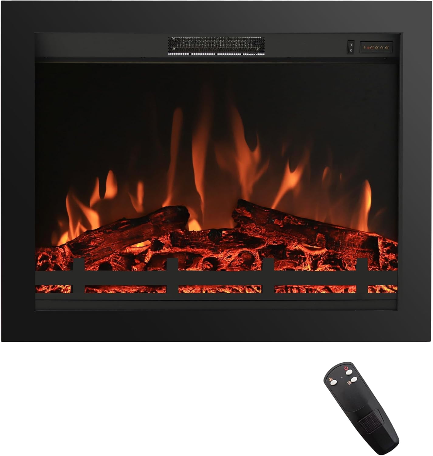 32.22" Back Width Electric Fireplace Insert with 4 Adjustable ...
