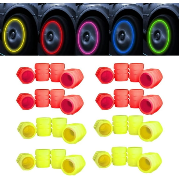 32/24-Piece "Neon-Phosphor" Tire Valve Cap Fleet Kit - Universal Glow ...