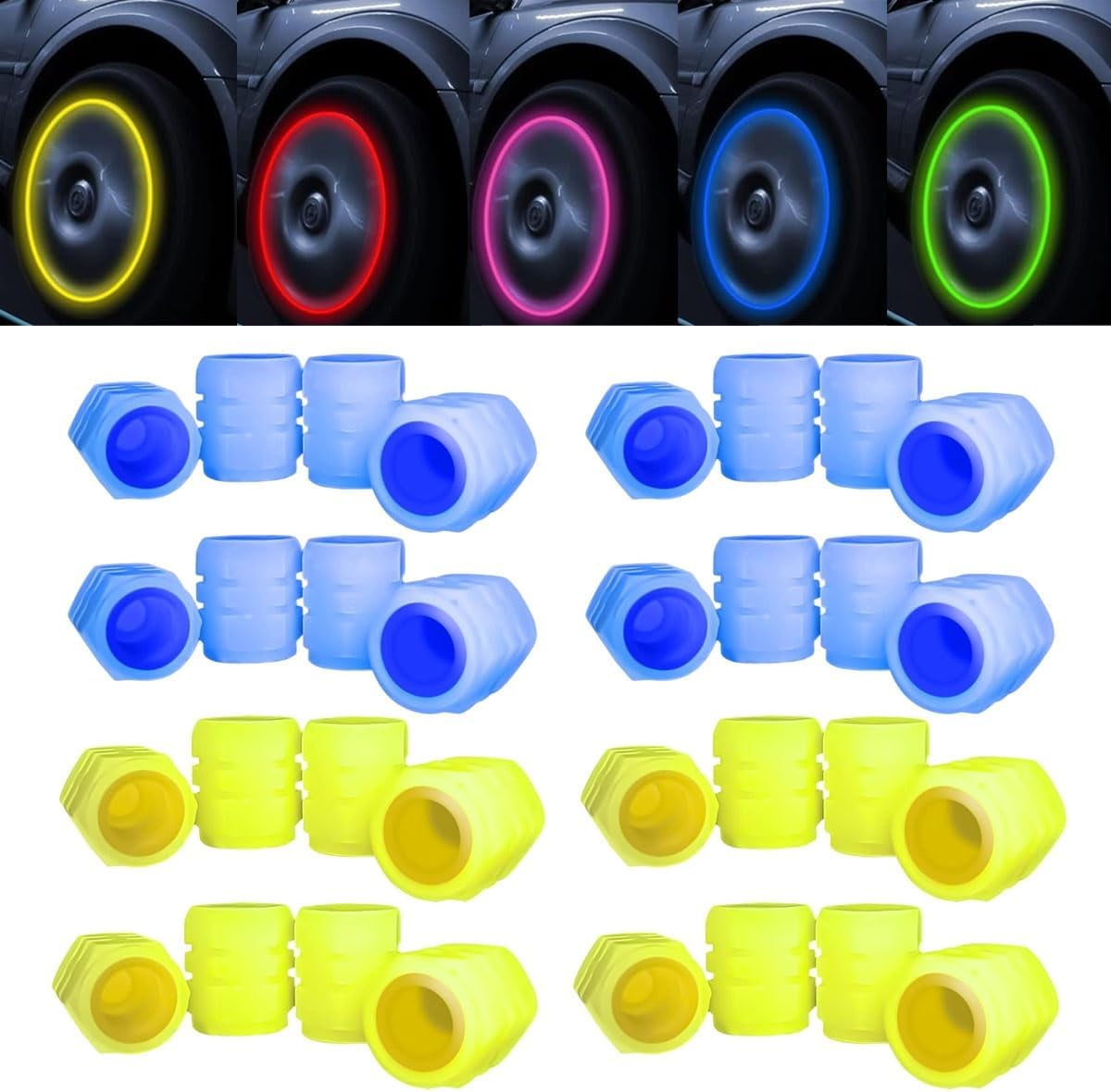 32/24-Piece "Neon-Phosphor" Tire Valve Cap Fleet Kit - Universal Glow ...