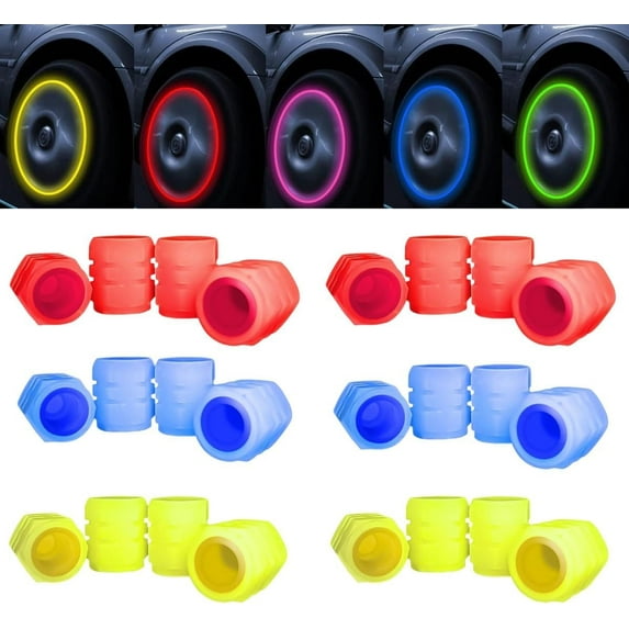 32/24-Piece "Neon-Phosphor" Tire Valve Cap Fleet Kit - Universal Glow ...