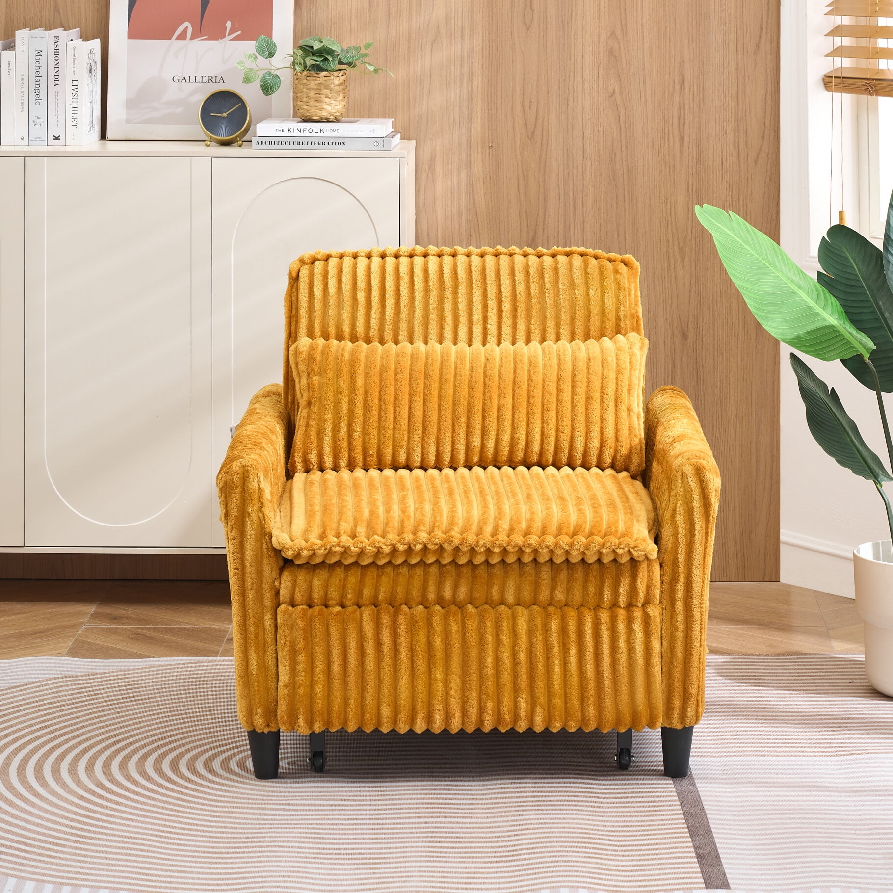 32.28-Inch Yellow Single Sofa Chair, Modern Corduroy 2 in 1 Adjustable ...
