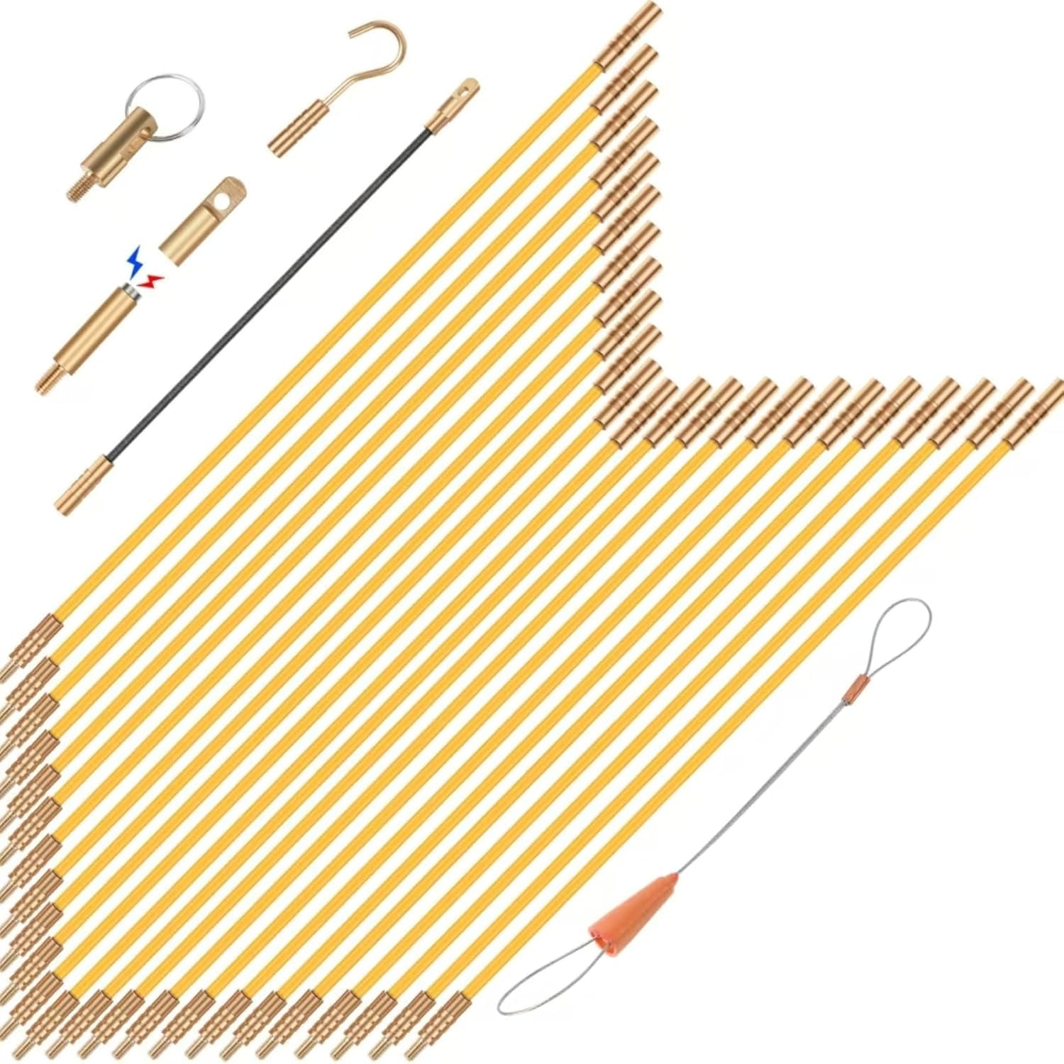 32.2FT Fiberglass Running Electrical Wire Cable Glow Rods Wire Pulling ...