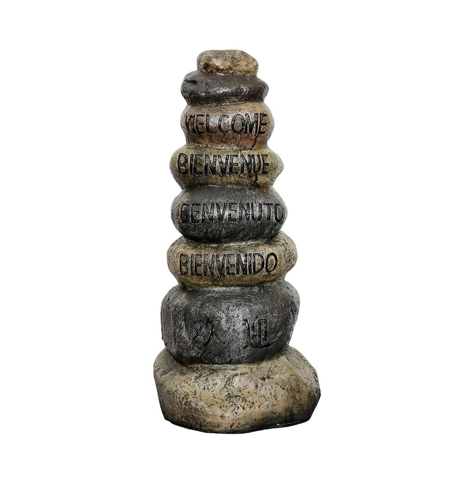 32.2in Stacking stones Garden Statues, Welcome Signs in Five Languages ...