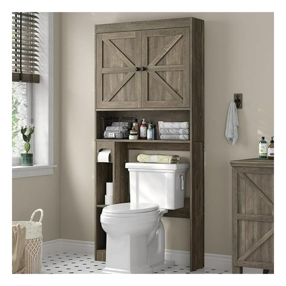32.3''W Over The Toilet Storage Cabinet with Barn Doors, Over Toilet ...
