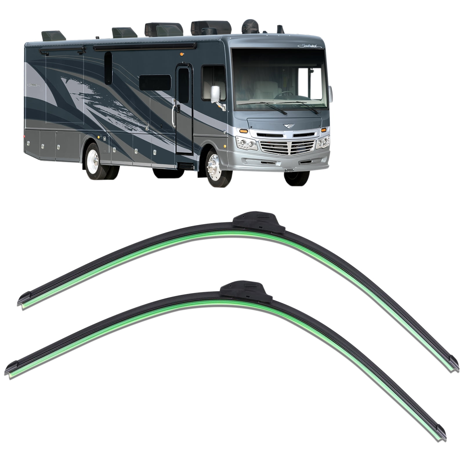 32"+32" Wipers Blades 9mm 12mm J Hook for RV,Bus,School bus Windshield Wiper - Walmart.com