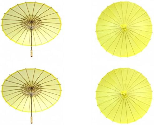 32" Yellow Paper Parasol Umbrella 4 Pack, Large Paper Umbrella Bulk ...