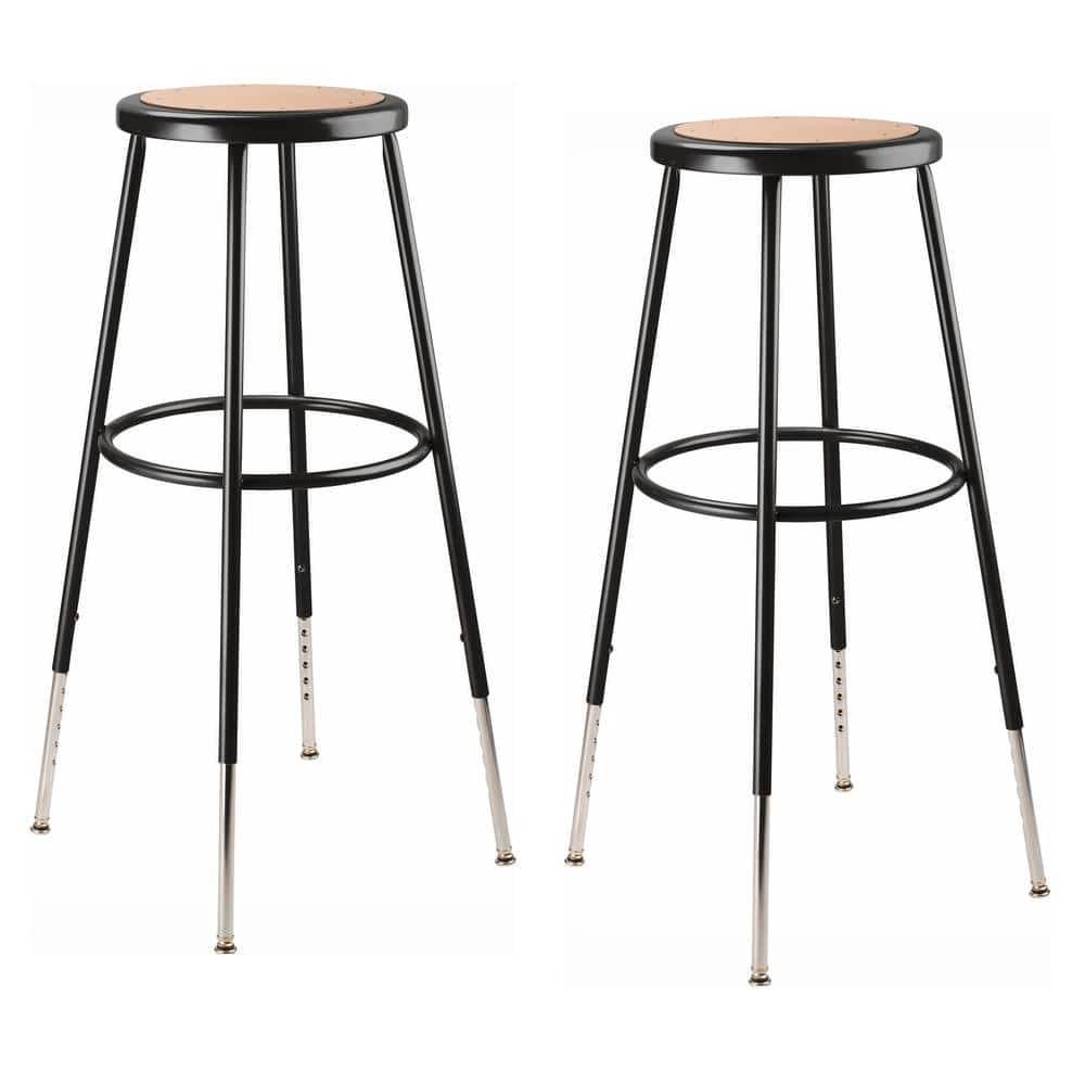 32 -39 in. Black Height Adjustable Heavy Duty Steel Frame Stool With ...